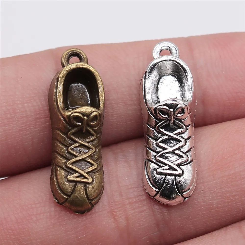 WYSIWYG 10pcs 27x9mm 2 Colors Antique Bronze Plated Sneaker Charms 3D ...