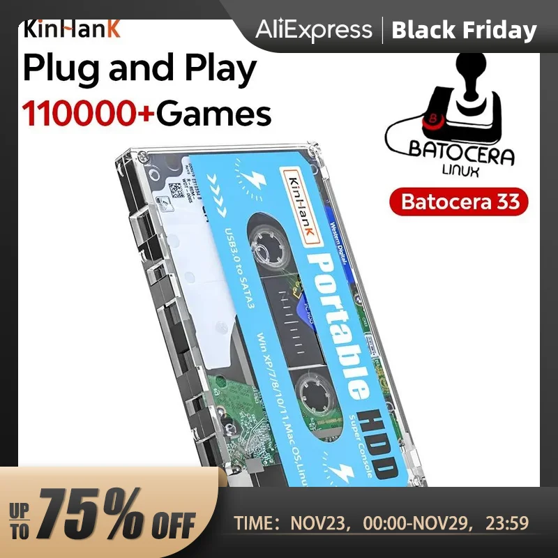 KINHANK Super Console 500G Gaming HDD 100000 Video Games 70 Emulators ...