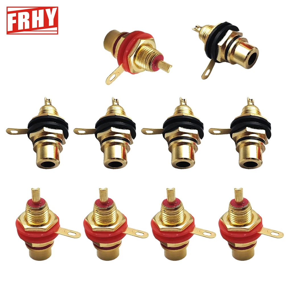 10 Pcs Solderable RCA Panel Mount Female Jacks Socket Connector Chassis ...