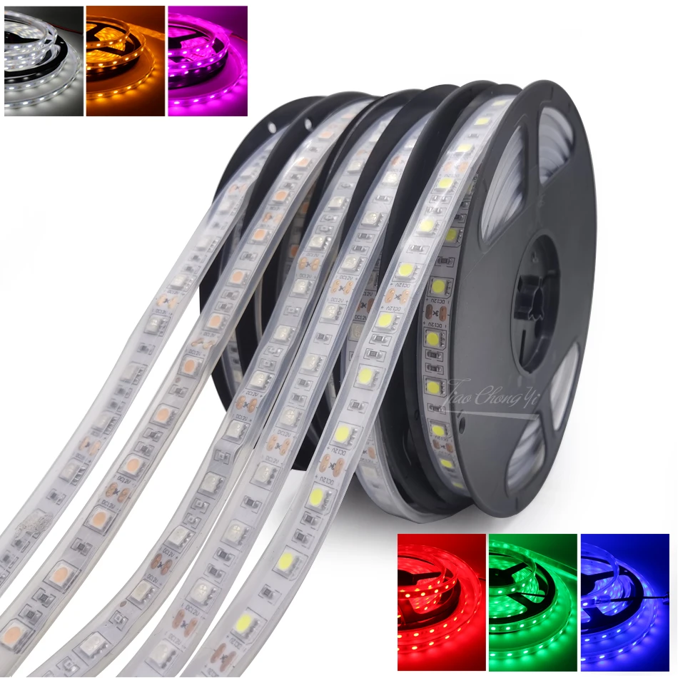 5050-LED-light-strip-60LEDs-m-DC12V-24V-RGB-white-Red-Green-Blue-UV ...