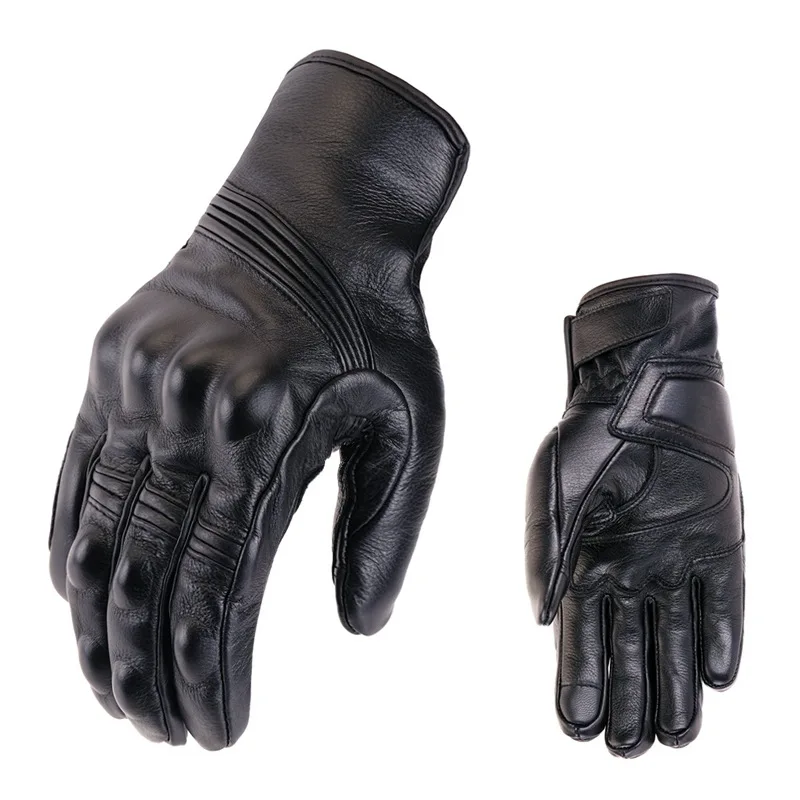 Black-Real-Leather-Motorcycle-Gloves-Men-Women-Moto-Cycling-Winter ...