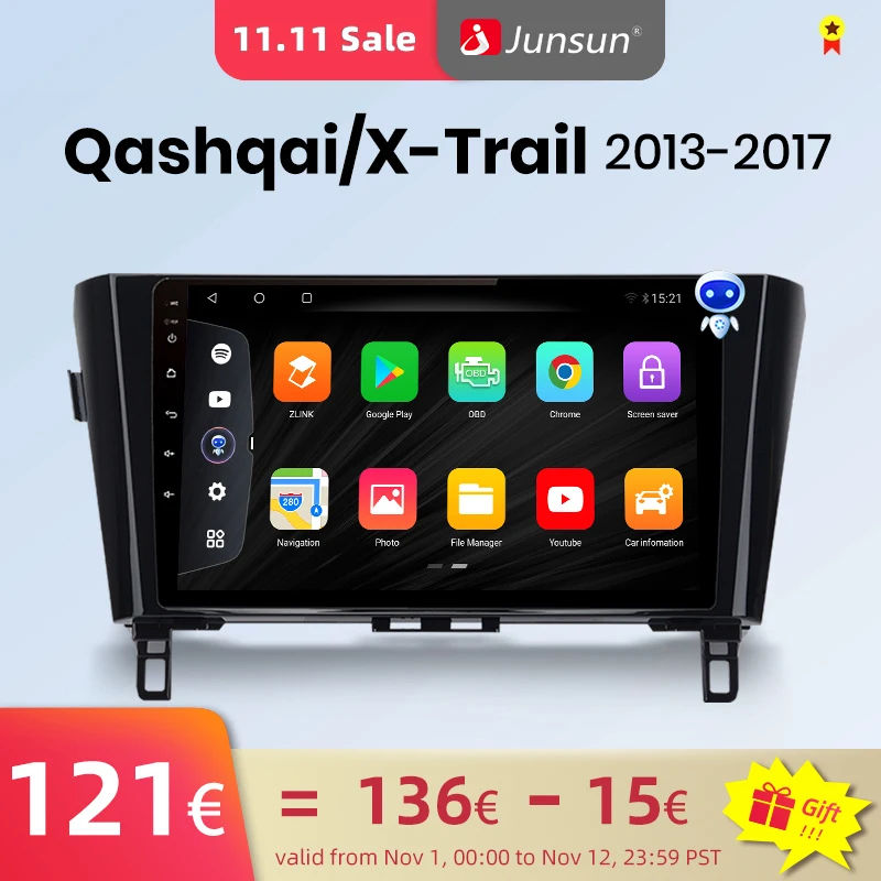 Junsun v3pro qualcomm controle de voz android 10 rádio do carro ...