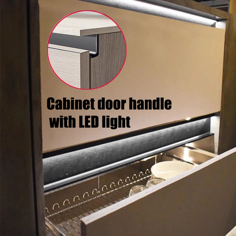 Long Cabinet Door Handles L-Shaped Hidden Cupboard Pulls with Led ...