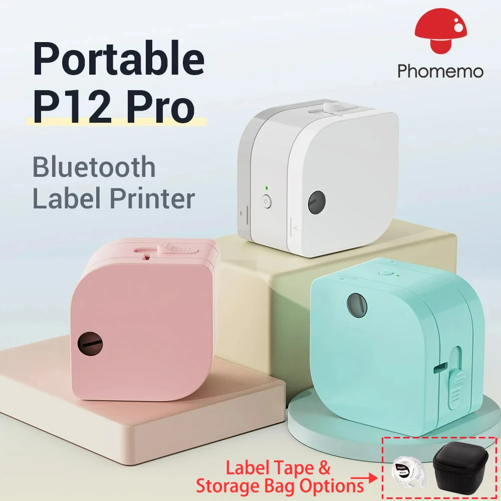 Phomemo-Label-Maker-P12-PRO-w-Tape-12mm-Rechargeable-Portable-Bluetooth ...