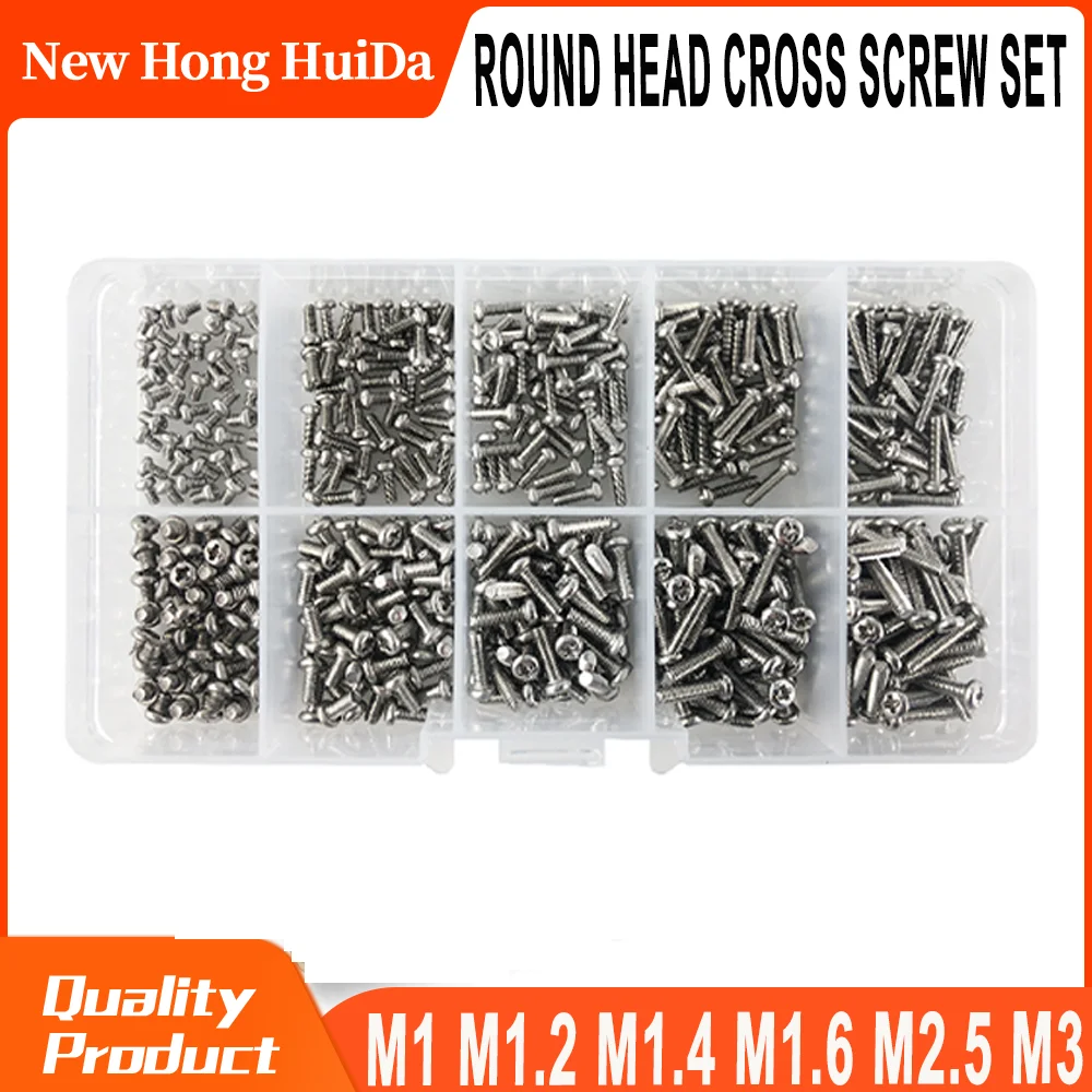 304-Stainless-Steel-Round-Head-Cross-Screw-Set-of-Boxes-Metric-Thread ...
