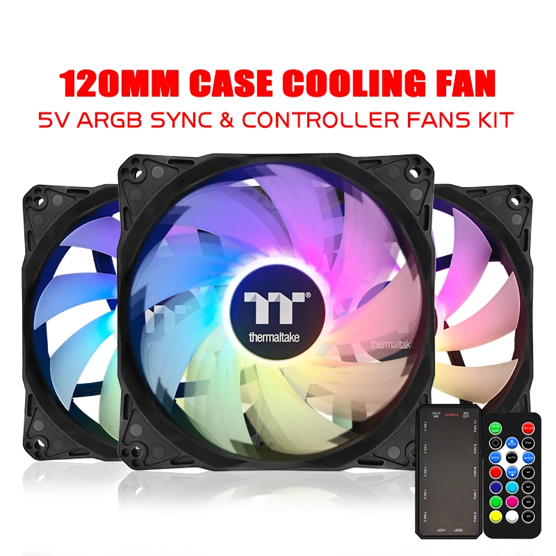 Thermaltake-TT-120mm-Fan-5V-ARGB-Sync-Remote-Control-Adjust-Silent-RGB ...