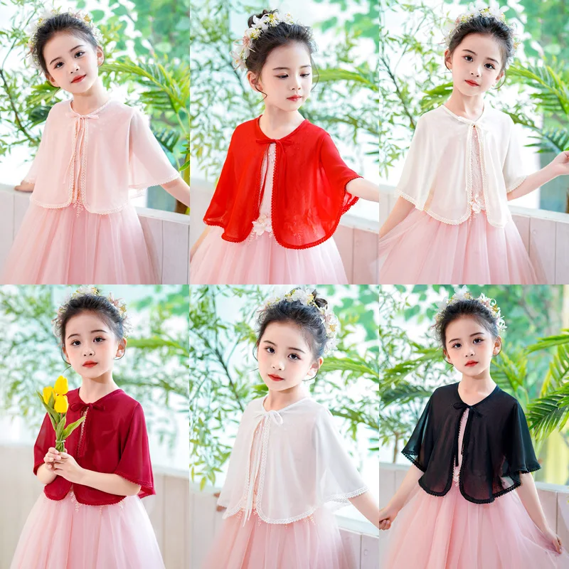 Kids-Girls-Red-Beige-Wraps-Lace-Chiffon-Children-Bolero-Short-Wedding ...
