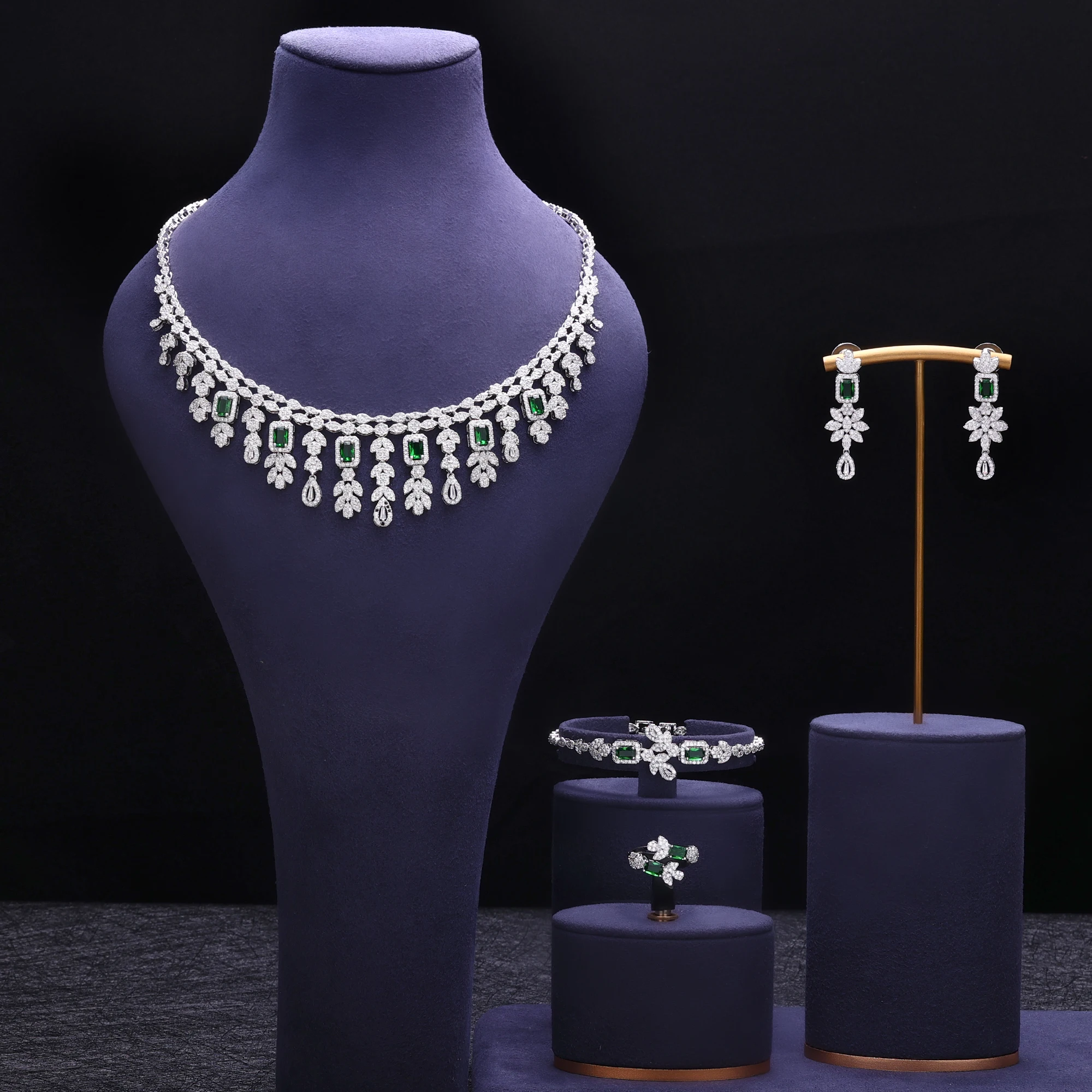 Luxury-Women-Jewelry-Elegant-Shape-Bridal-CZ-necklace-earrings-bracelet ...