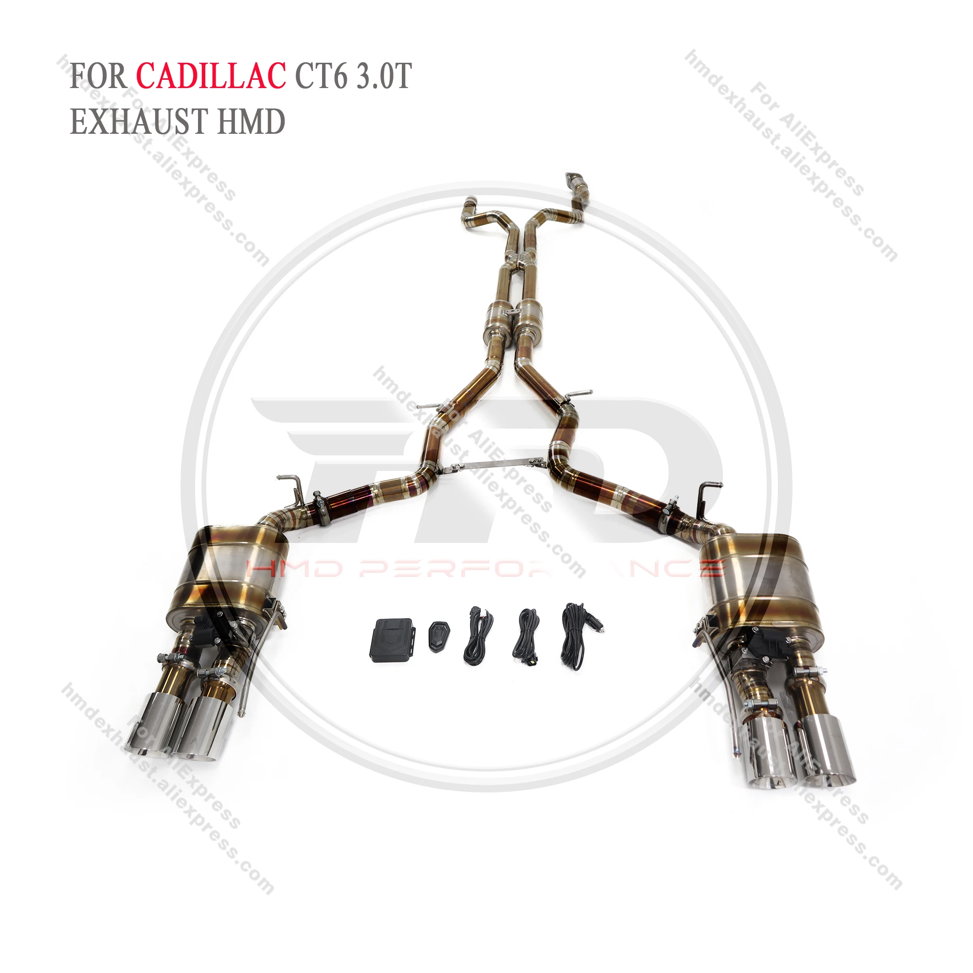 HMD 티타늄 합금 배기 시스템 캐딜락 CT6 3.0T 자동 개조 밸브 캣백 파이프에 - 티몬
