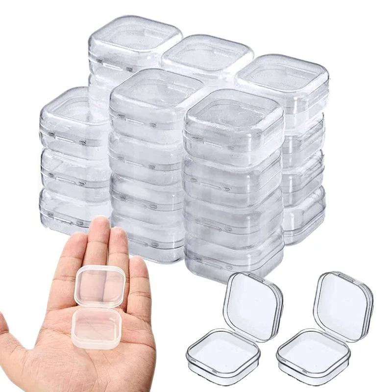 6pcs Mini Jewelry Storage Container Transparent Plastic Box Storage Box ...