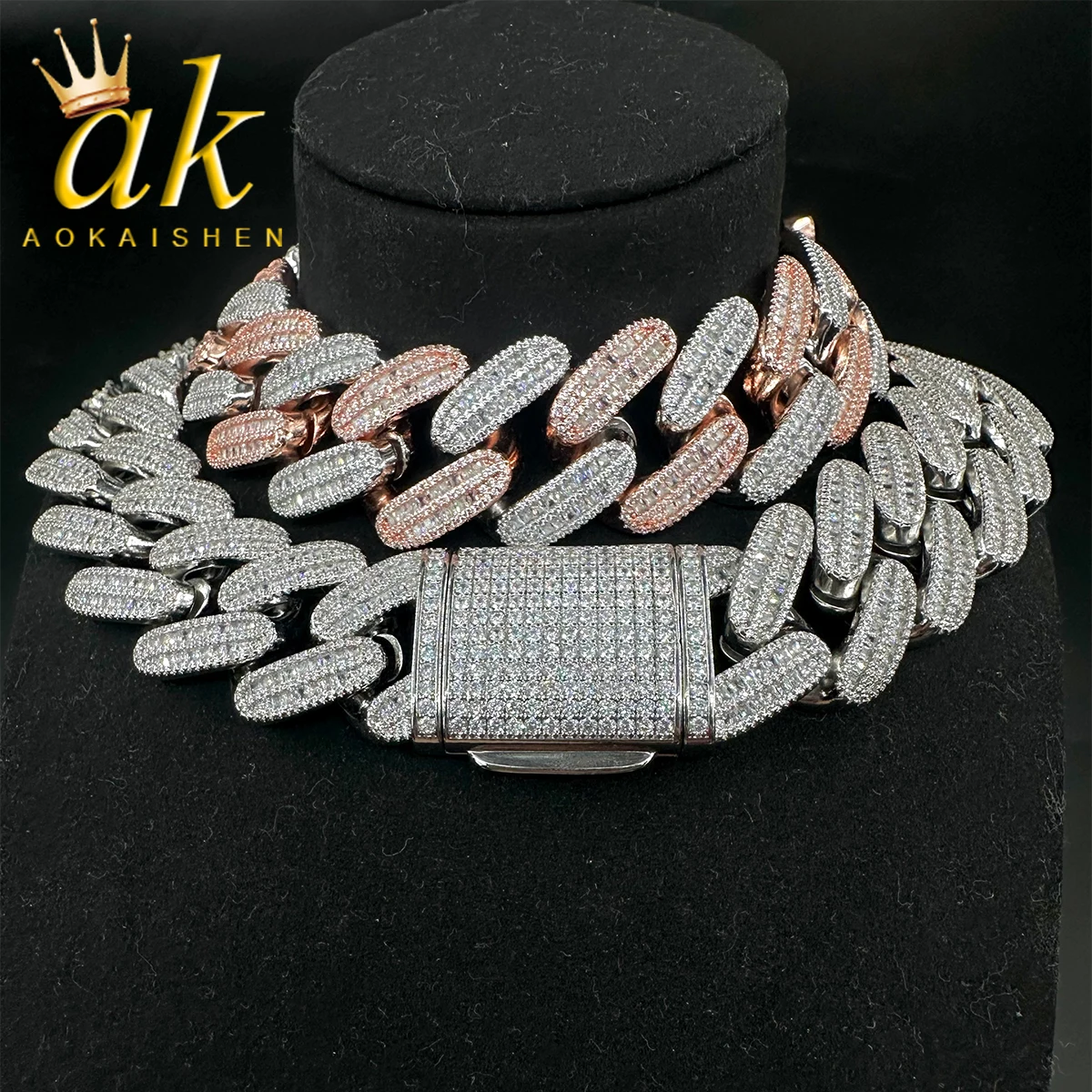 Aokaishen-25mm-Iced-Out-Cuban-Link-Chain-for-Men-Necklace-Choker-Cubic ...