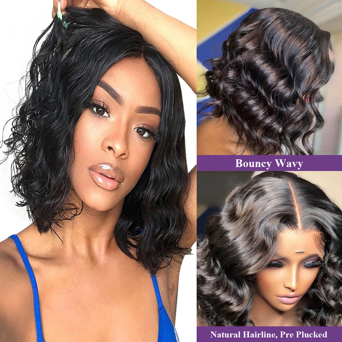 Loose-Wave-4x4-Lace-Closure-Bob-Wig-Pre-Plucked-200-Density-Body-Wave ...