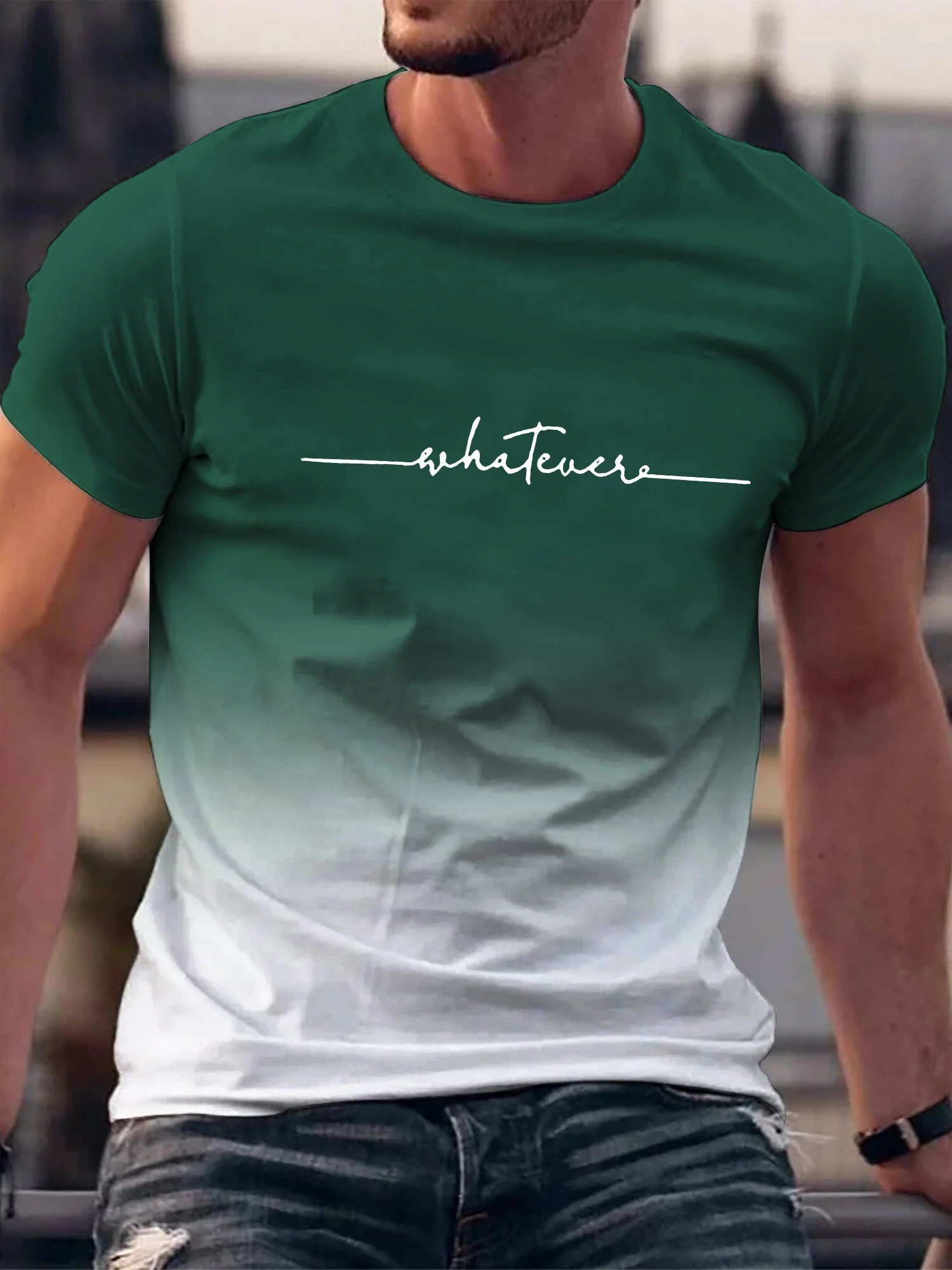 Summer Gradient Print Crew Neck Trendy T-shirts Trendy Casual Short ...