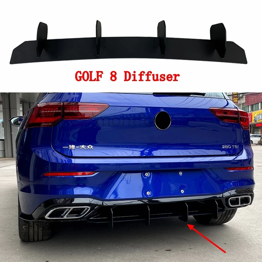 For Volkswagen Vw Golf 8 Vii Mk8 Abs Matte Black Rear Bumper Lip Trunk ...