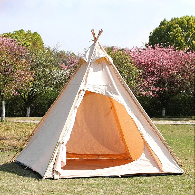 Outdoor-Three-Season-Cotton-Canvas-Camping-Pyramid-Tent-Adult-Teepee ...