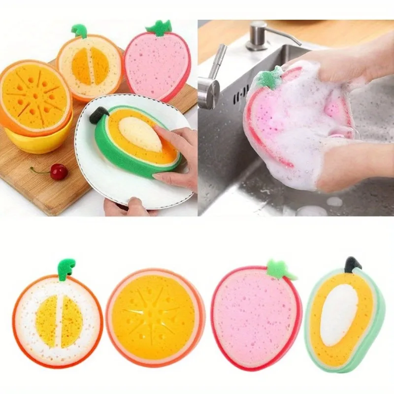 5-Piece Set of Fruit-Shaped Thickened Dishwashing Sponges Magic ...