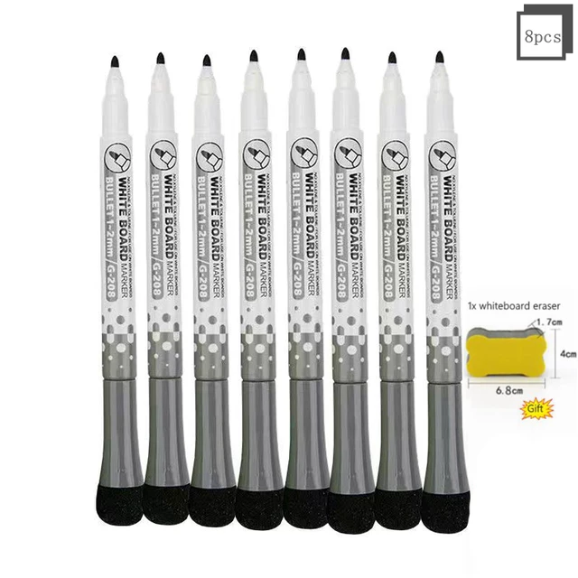 8 Colors Erasable Magnetic Whiteboard Marker Eraser Liquid Chalk ...