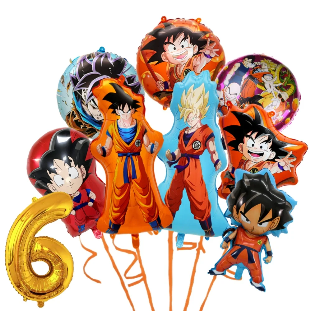 9pcs Dragon Ball Z Ballons Set Anime Figures Son Goku Models Foil ...