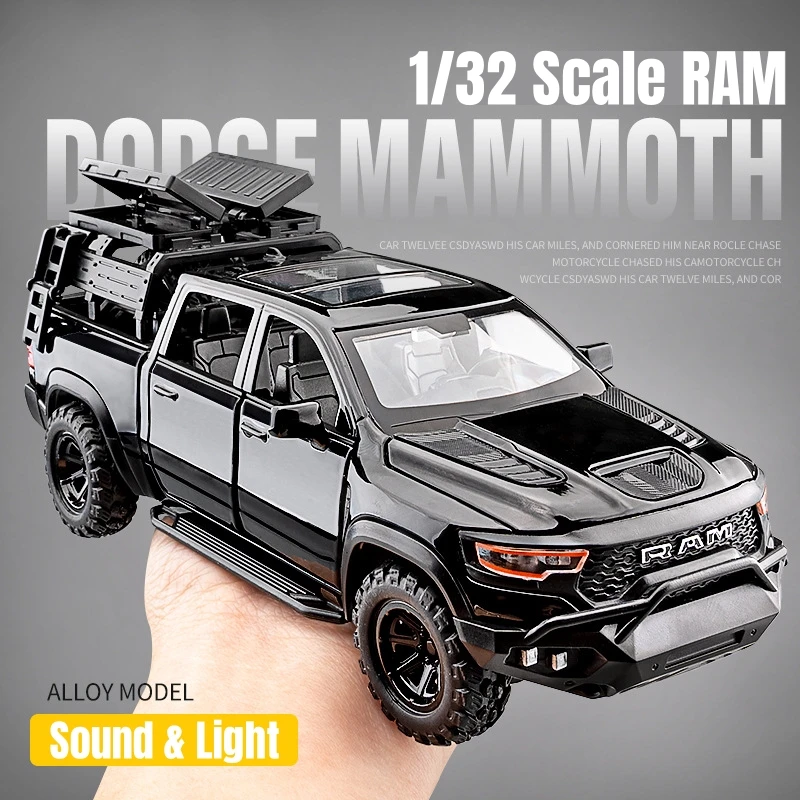 1:32 Dodge RAM Mammoth Pickup Truck Off Road Alloy Toy Car Model Sound ...