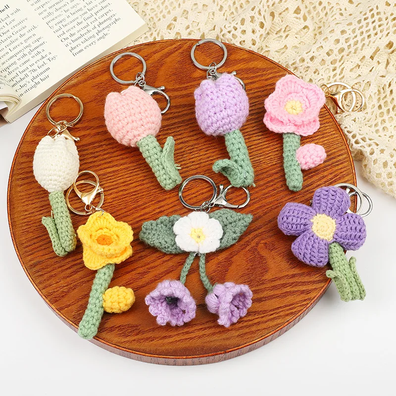Knitting-Flower-Keychains-Cute-Knitted-Tulip-Flower-Keyring-Women-Girls ...