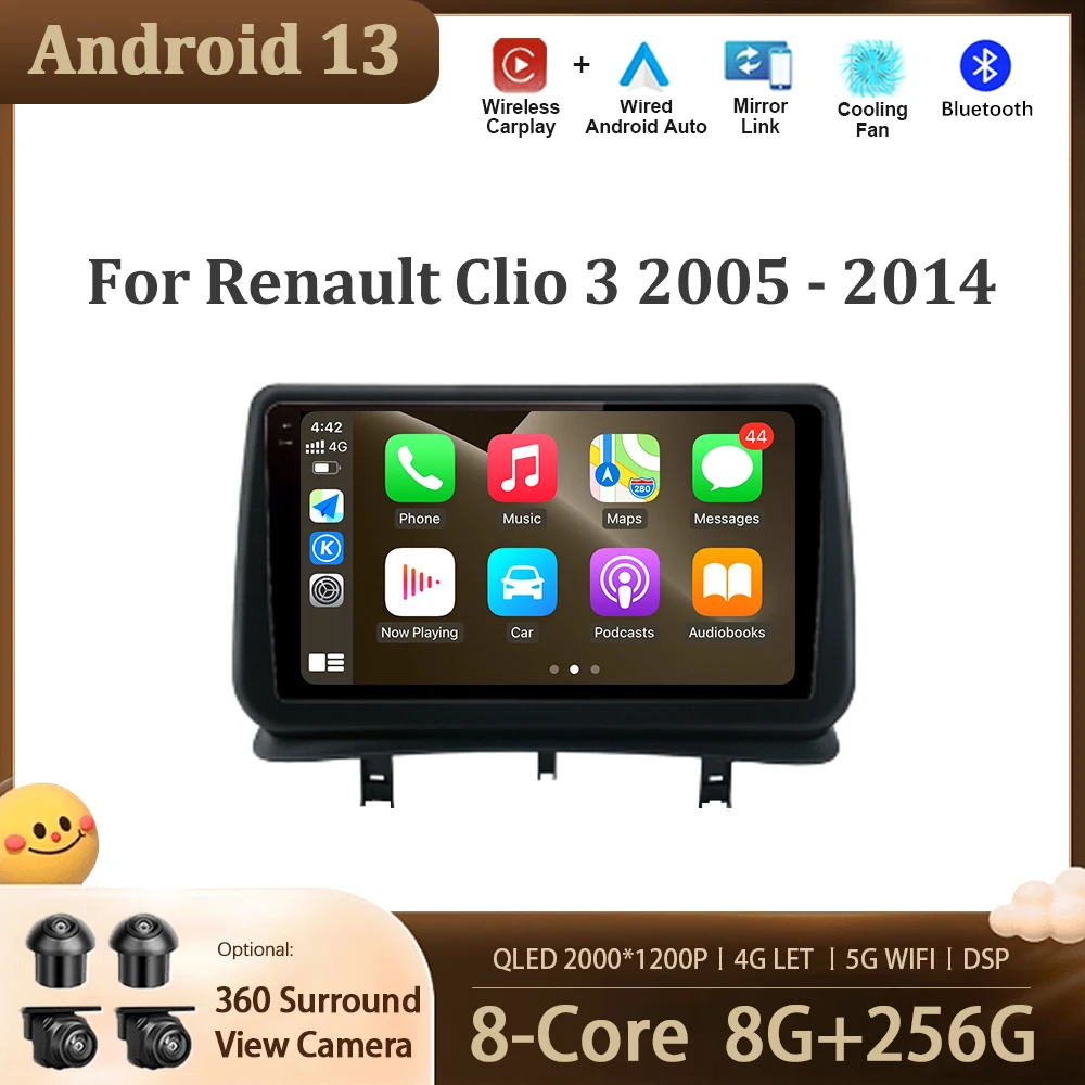 Android-13-Car-Radio-Stereo-for-Renault-Clio-3-2005-2014-Navigation ...