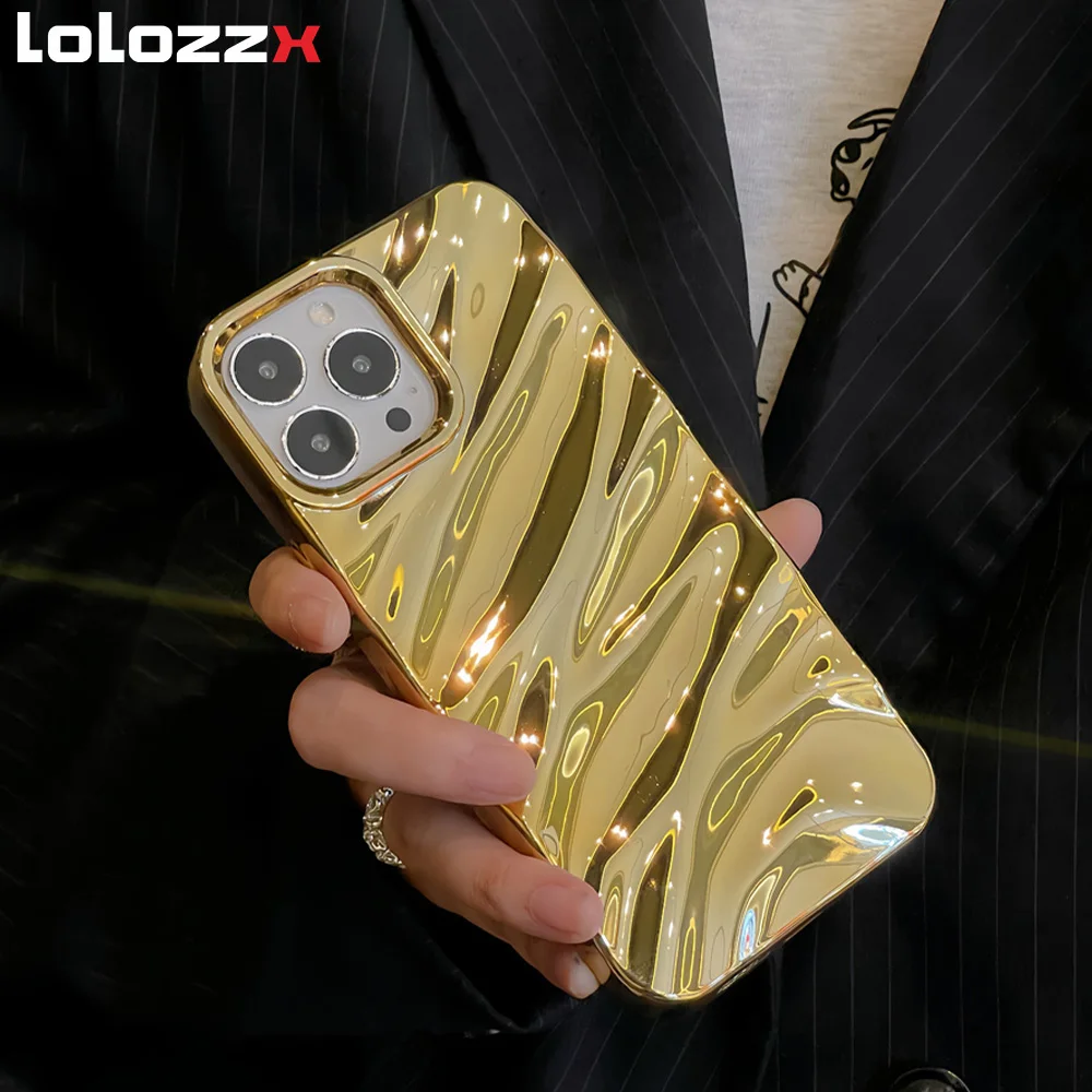 Luxury-Gold-Plating-Water-Ripple-Phone-Case-For-iPhone-16-14-15-Plus-13 ...