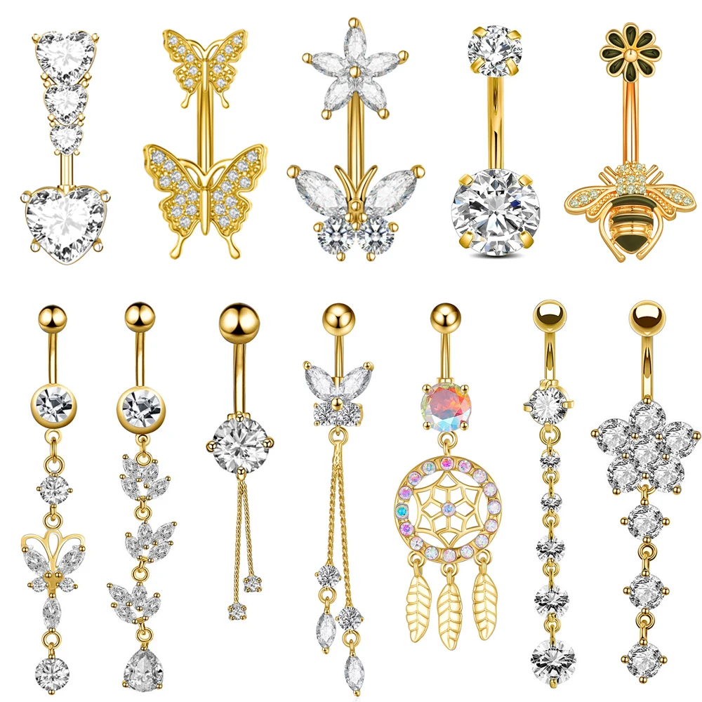 1PC-Gold-Color-Series-Butterfly-Heart-Dangled-Belly-Button-Rings-14G-Tassel-Flower-Belly-Ring ...