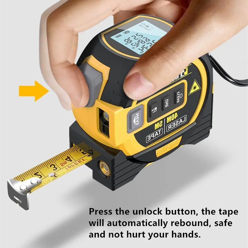 3 in 1 Laser Rangefinder 5m Tape Measure Ruler LCD Display with ...