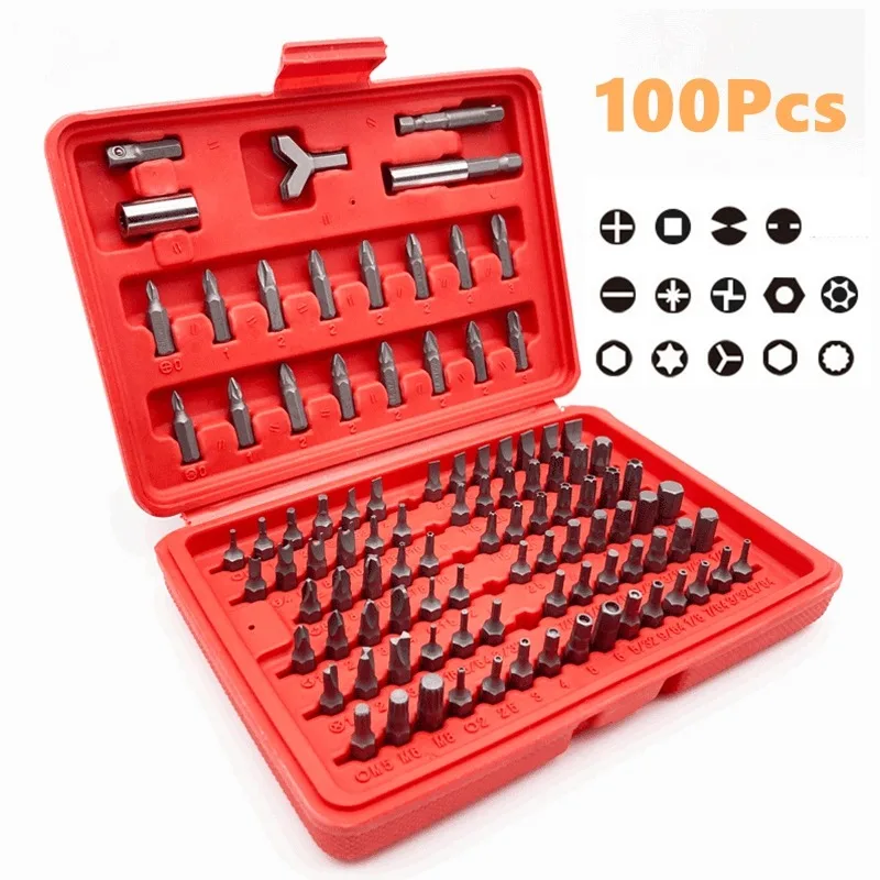 100Pcs-Magnetic-Screwdriver-Bit-Set-Torx-Star-Hex-Spline-Bit-Set ...