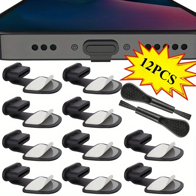 Silicone USB-C Dust Plugs - Detachable Adhesive Charge Port Protectors ...