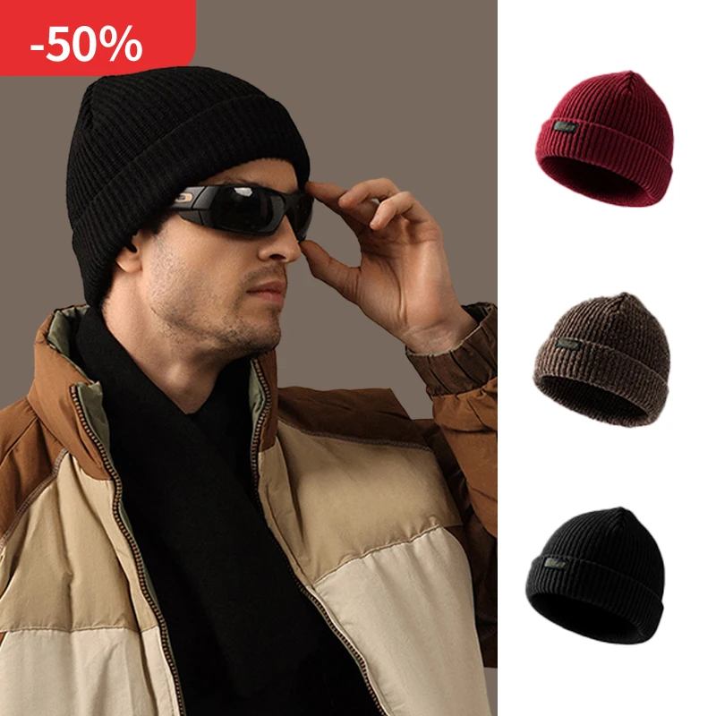 New-fall-and-winter-wool-knit-cap-men-s-outdoor-warm-cold-hat-padded ...