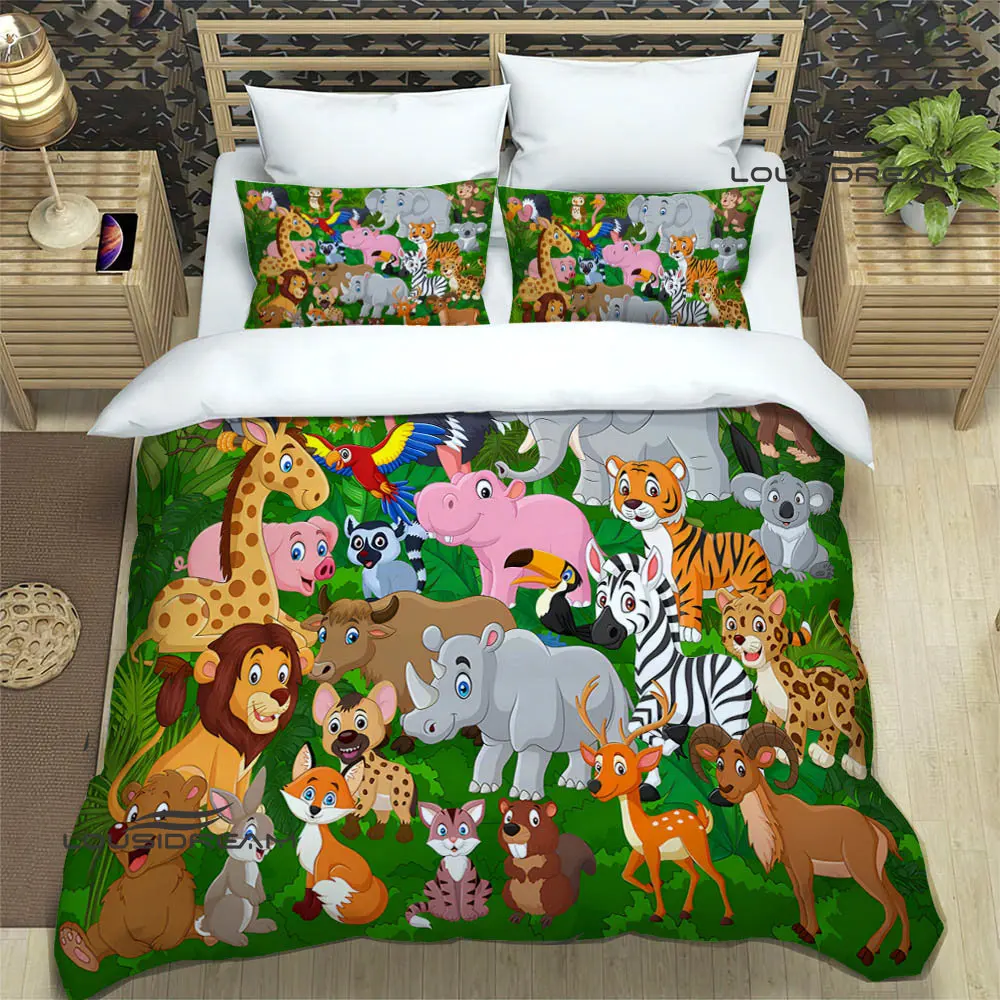 Cartoon-jungle-animal-Bedding-Sets-exquisite-bed-supplies-set-duvet ...