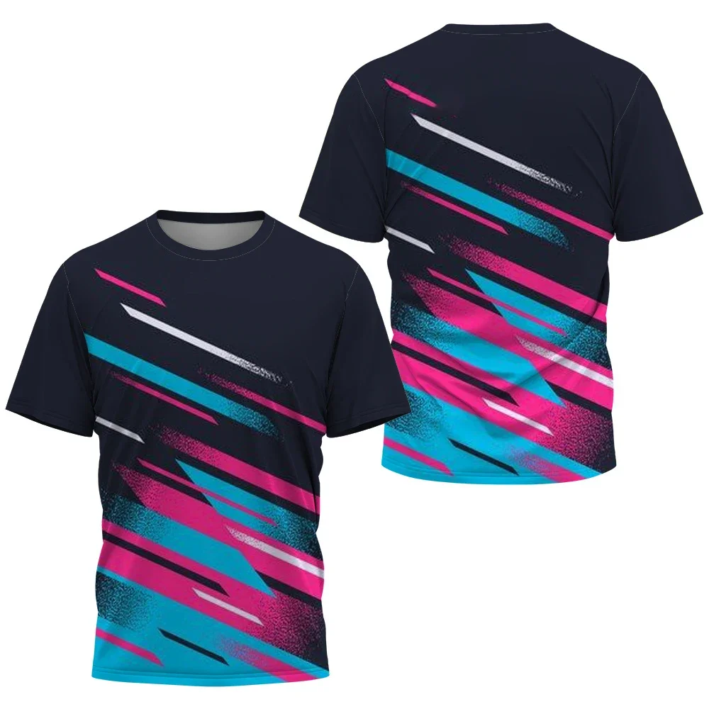 Fashion Gradient Stripe Print T Shirt For Men Badminton Table Tennis ...