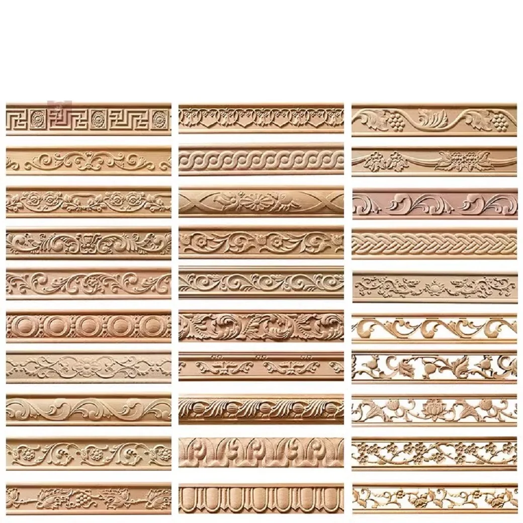 Solid wood line decoration natural beech wood European style carved ...