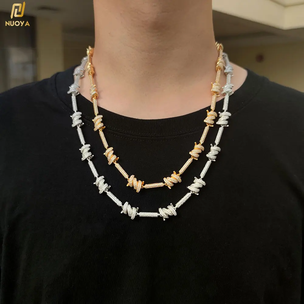 Hip-Hop-Jewelry-Diamond-Necklace-Iced-Out-Iron-Wire-Bramble-Thorn-Chain ...