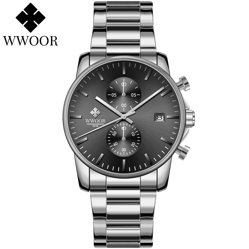 WWOOR Sports Watches For Men Luxury Brand Stainless Steel Quartz Watch ...