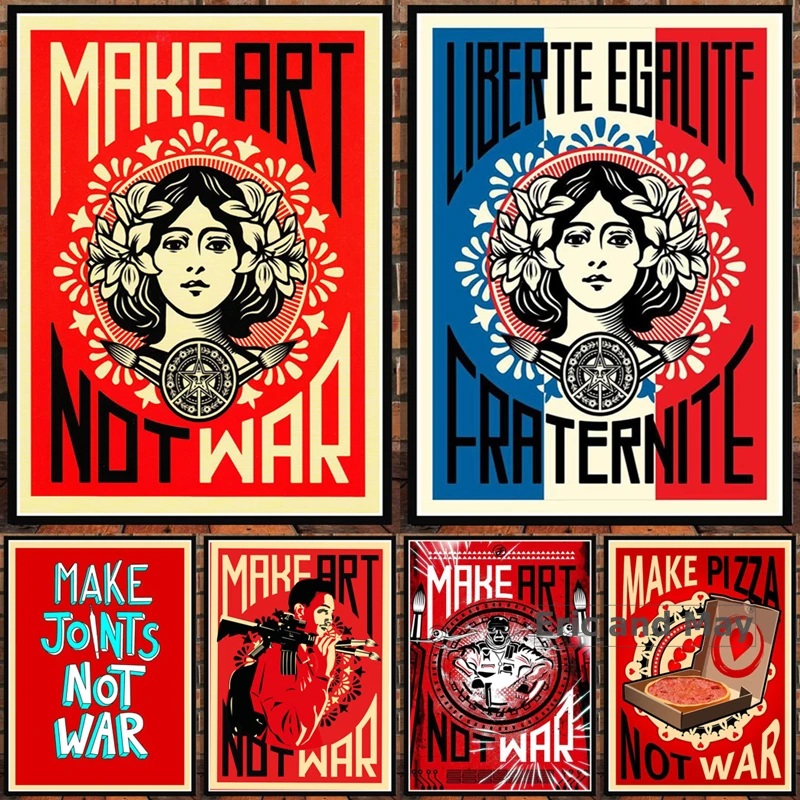 Make-Art-Not-War-Pop-Bar-Art-Painting-Retro-Vintage-Poster-And-Prints ...