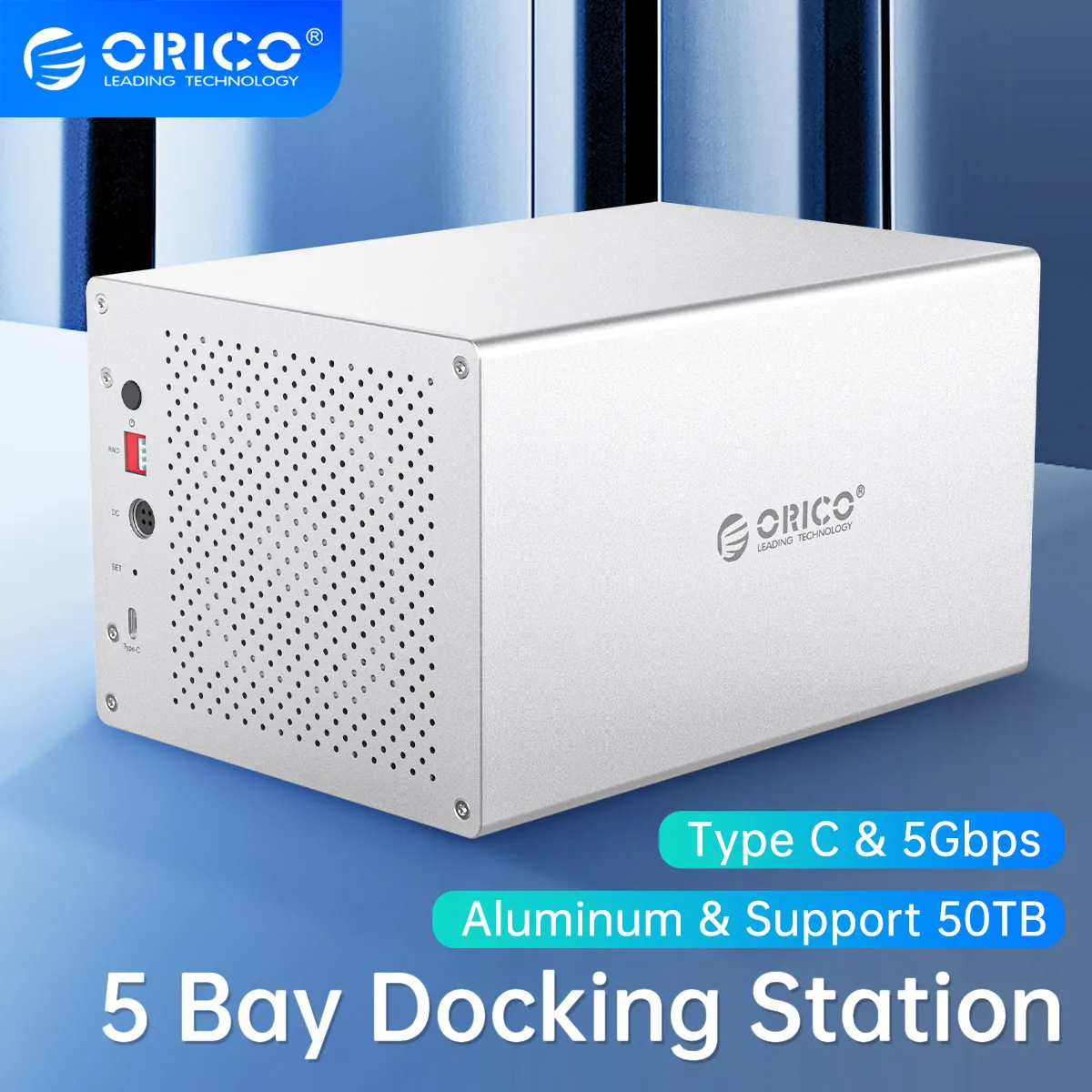 ORICO WS 시리즈 3.5 "5 베이 유형 C RAID HDD 인클로저 지원 5*10 테라바이트 HDD 도킹 스테이션 5Gbps USB3.1 하드 디스크 케이스|HDD ...