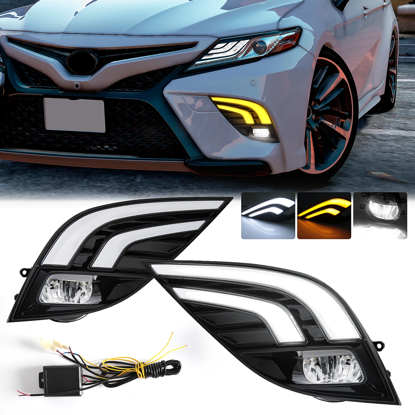 For Toyota Camry 2018 2019 2020 Car Led Daytime Running Light White ...
