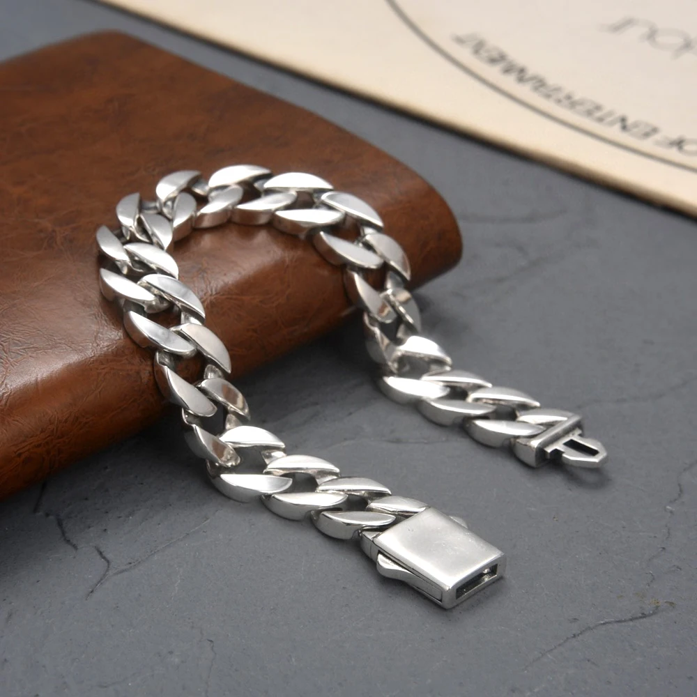 Silver 13MM Cuban Link Chain Bracelet – Bold Style for Men - Bracelets Guru