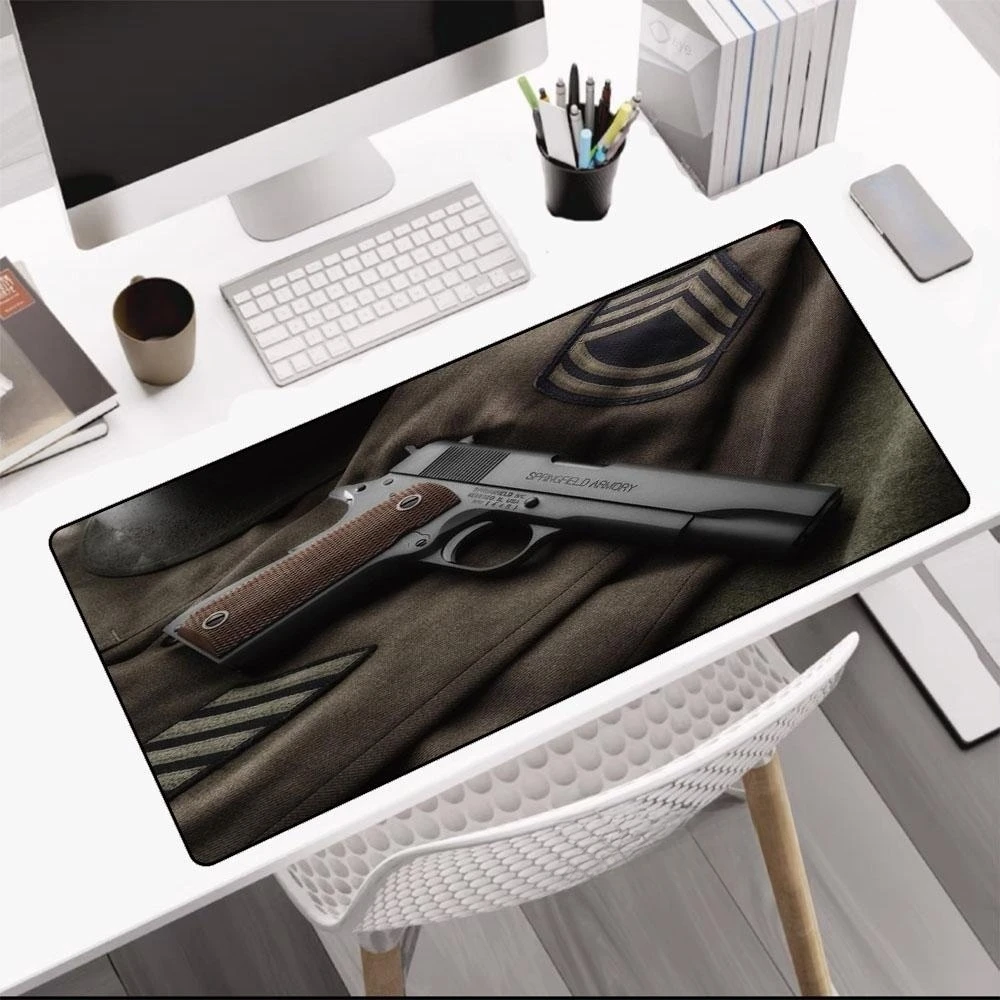 Non-Slip-grande-HD-Gaming-Mouse-Pad-Cool-Black-Gun-Mouse-Pad-tapete-de ...