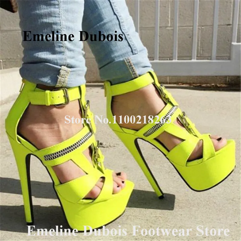 Yellow-Platform-Sandals-Emeline-Dubois-Open-Toe-Zipper-Buckles ...