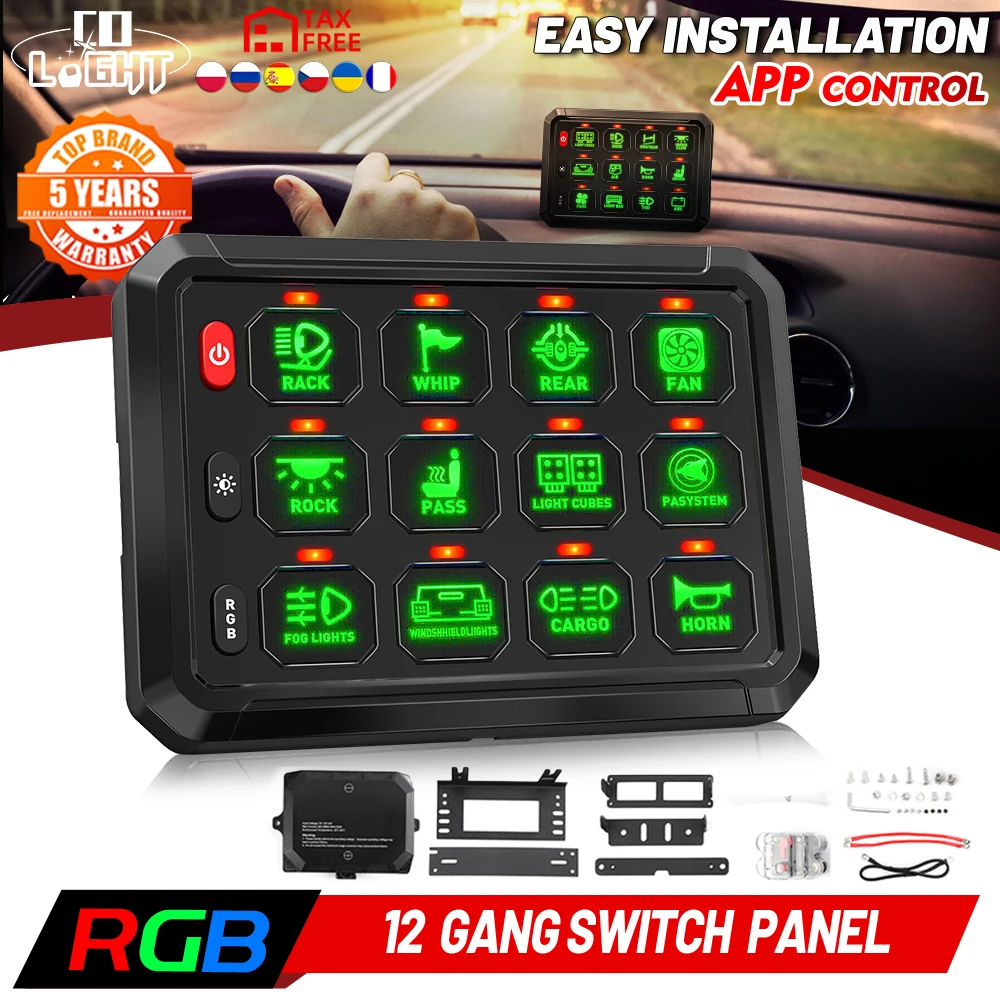 COLIGHT-12Gang-RGB-LED-Switch-Panel-On-Off-Control-Relays-System ...