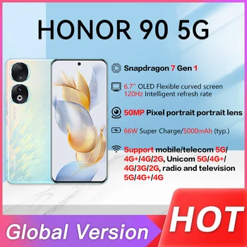 Global Version HONOR 90 5G Mobile Phone Snapdragon 7 Gen 1 200MP Ultra-Clear Camera 120Hz 6.7 ...