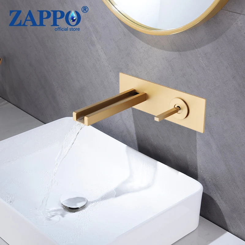 ZAPPO-Solid-Brass-Brushed-Gold-Bathtub-Faucets-Bathroom-Basin-Sink ...
