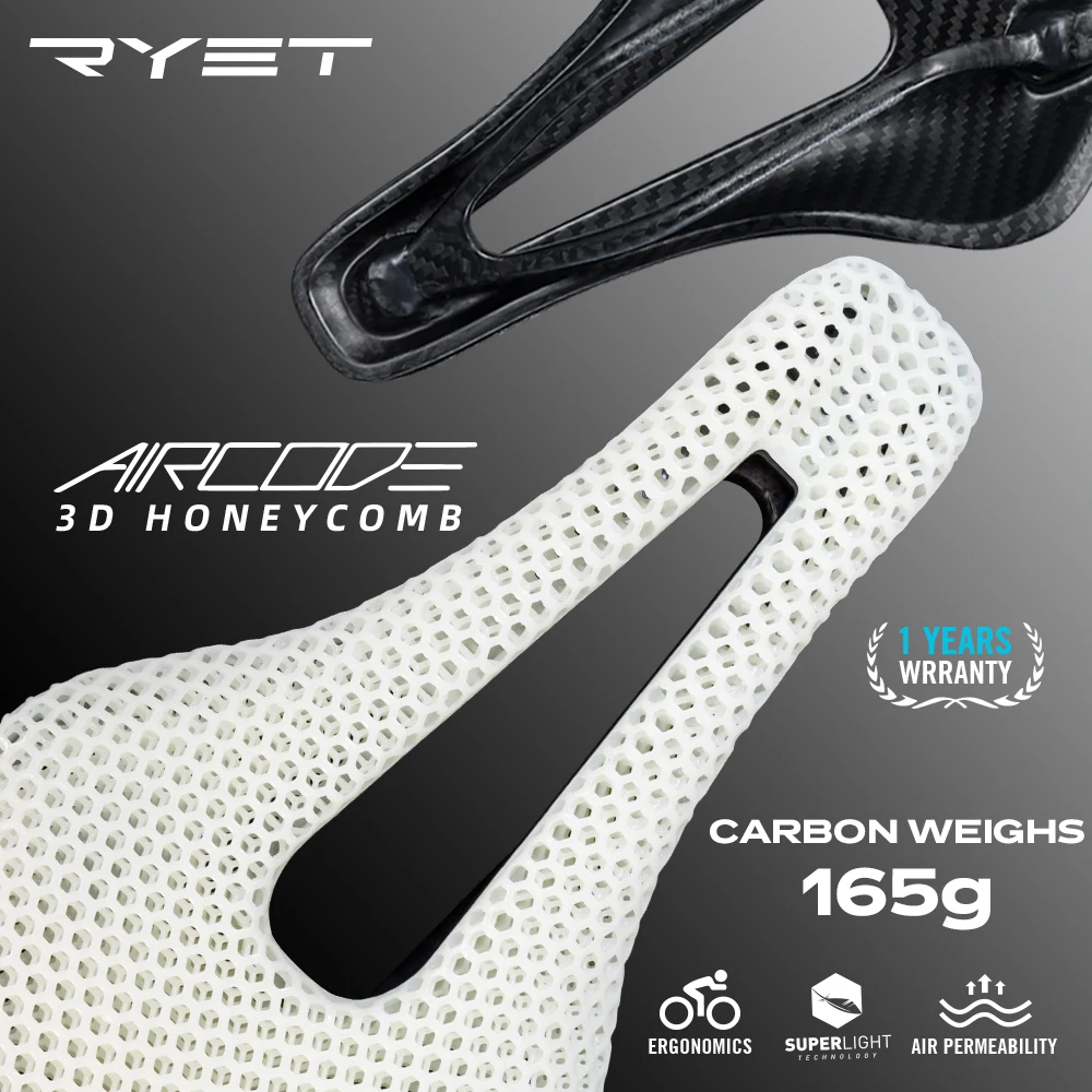 RYET-3D-Printed-Bike-Saddle-Carbon-Fiber-Ultralight-Hollow-Comfortable-Breathable-MTB-Mountain ...