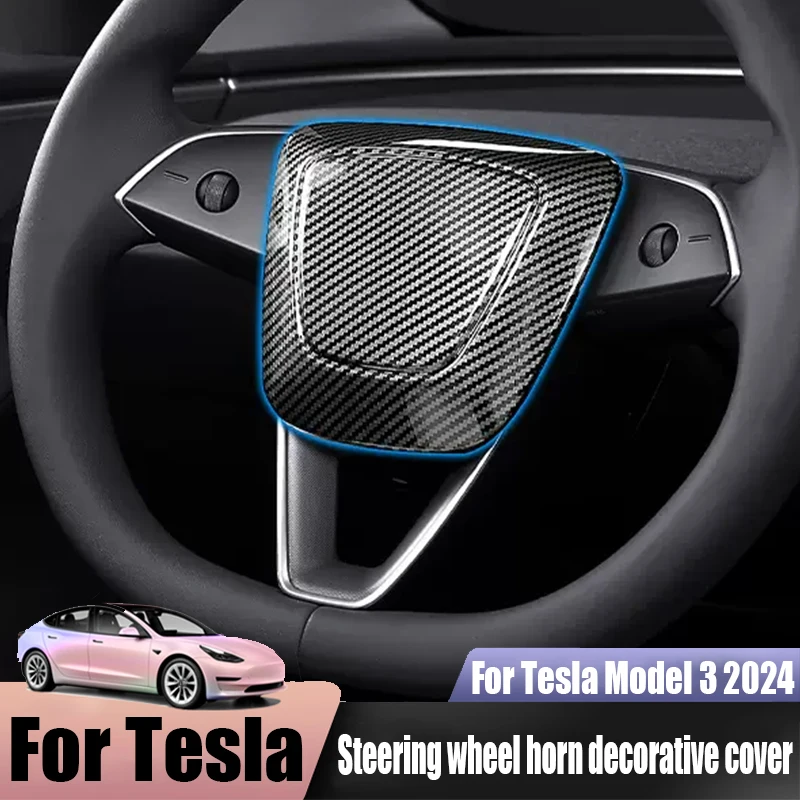 For-Tesla-Model-3-2024-steering-wheel-horn-decorative-cover-car ...