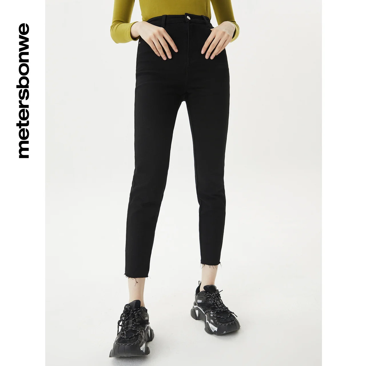 Metersbonwe Washed Skinny Jean Women Winter High Waist Slim Jeans High ...