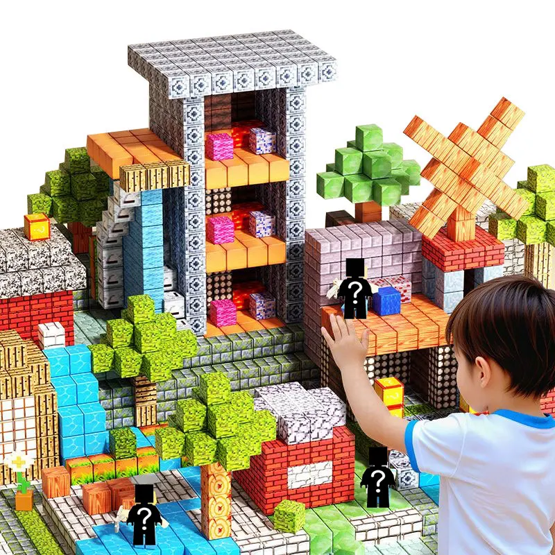 Mine World Magnetic Building Blocks Magnet Bricks With Figures DIY ...