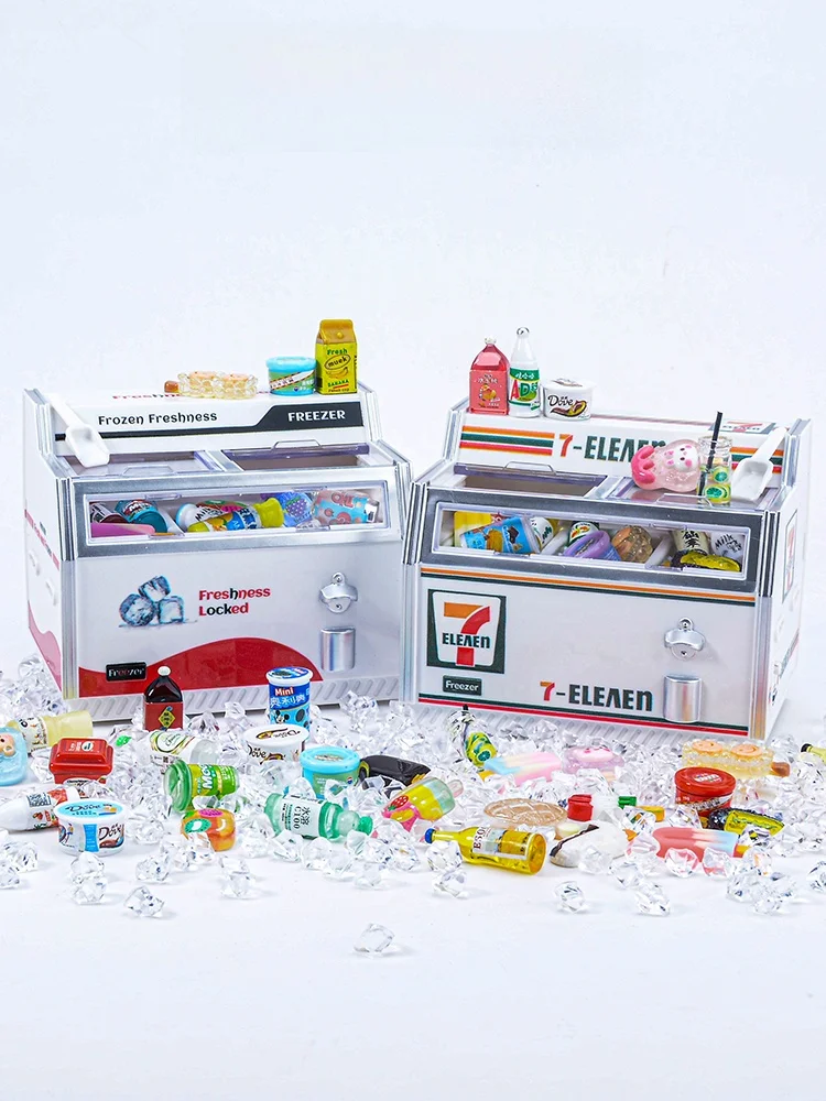 Miniature Ice Cream Refrigerator Model Toy for Dollhouse Pretend Play ...